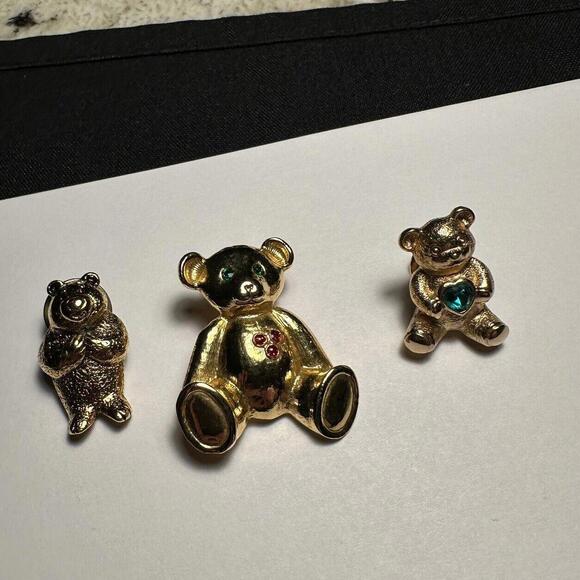 Avon | Jewelry | Lot Of 3 Metal Brooch Tack Pins Teddy Bear All Signed ...